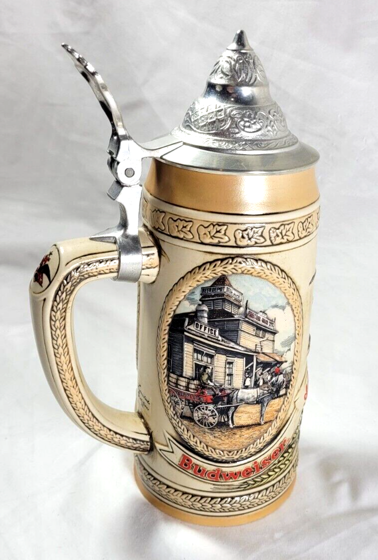 Anheuser Busch Budweiser Beer Stein w/ Lid Series "H" Transportation ...