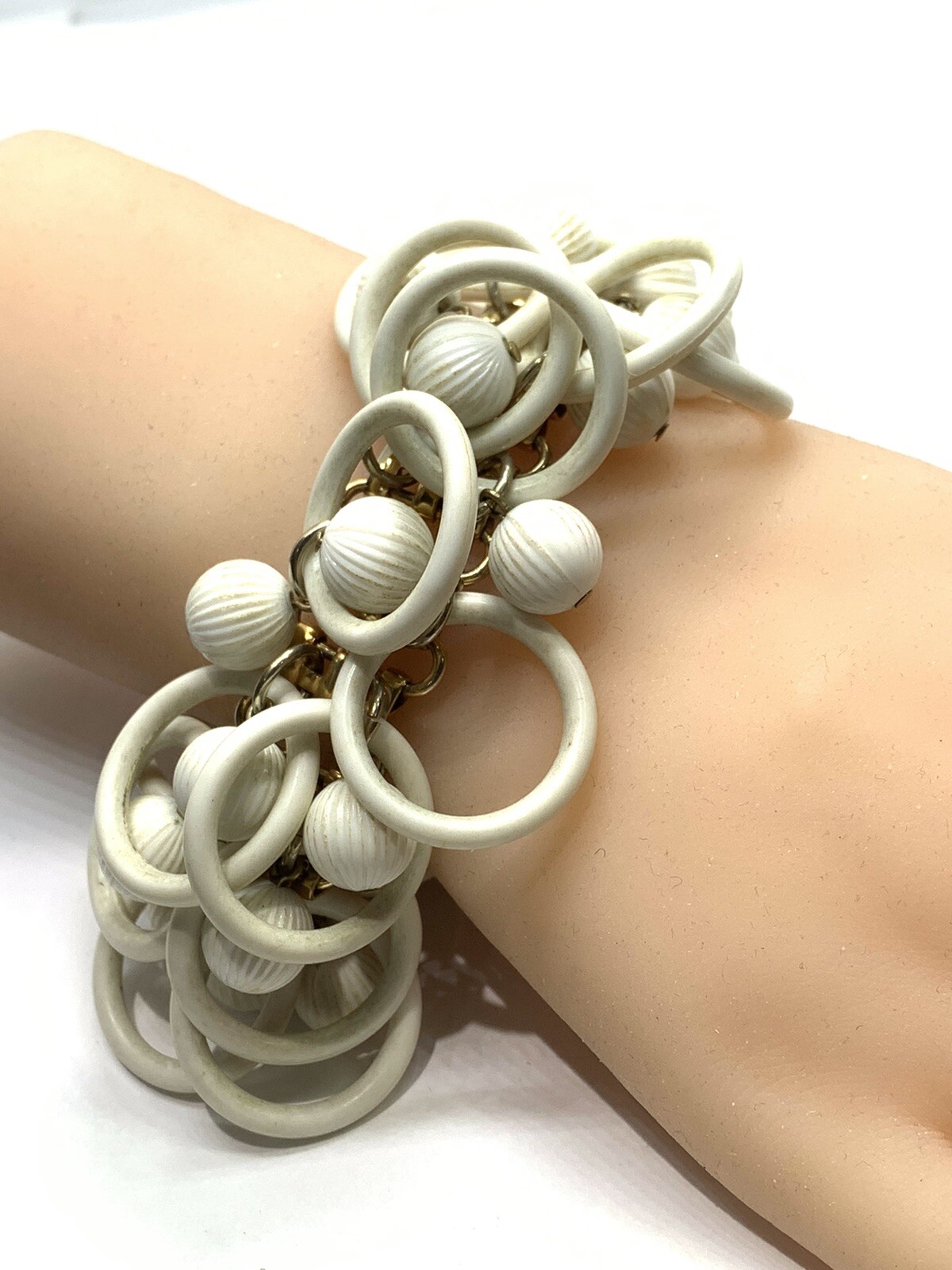 Vintage 60's White & Gold Napier Hoop-Loop and Ball B… - Gem