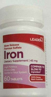 Leader Slow Release Iron 60 count - Compare to Slow Fe Iron Supplement ...
