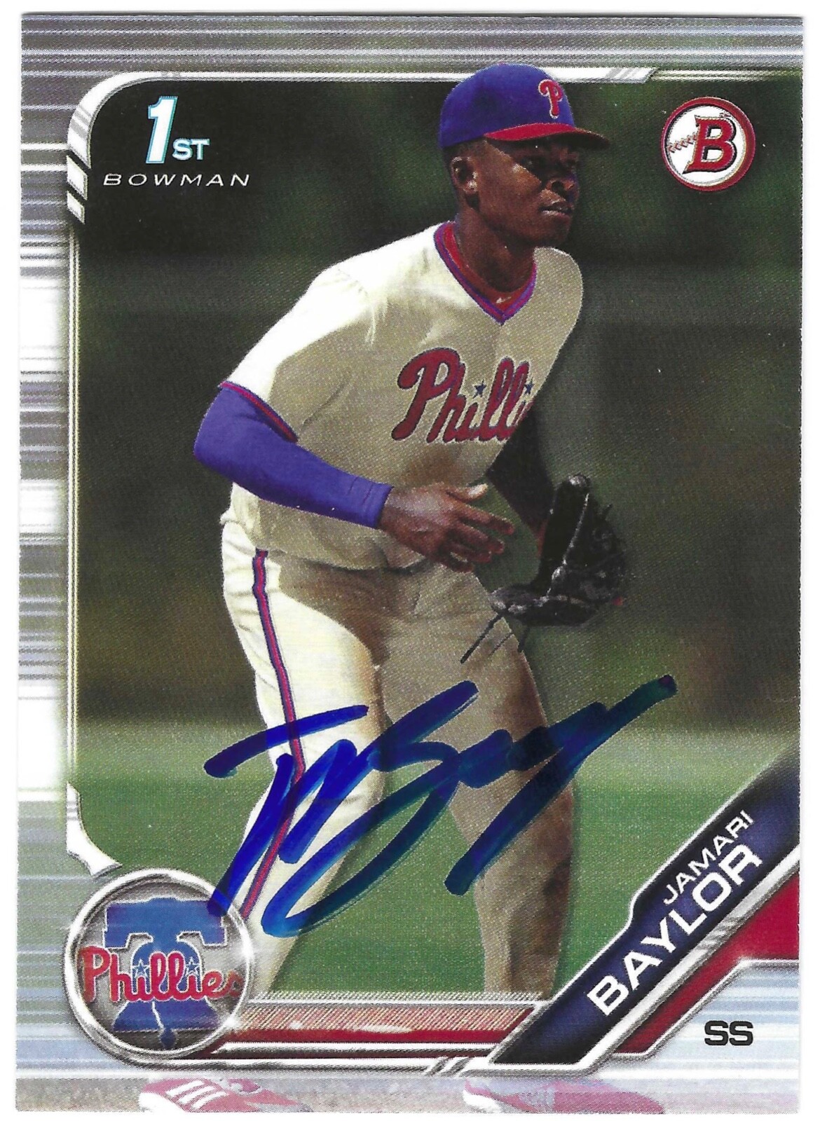 JAMARI BAYLOR SIGNED 2019 1st BOWMAN DRAFT BASEBALL CARD PHILLIES #BD ...