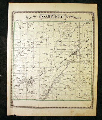 1874 Plat Map Oakfield Township Fond du Lac County Wisconsin engravings ...