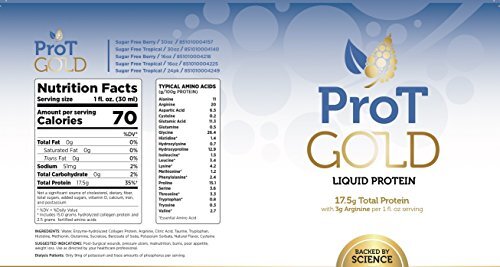 ProT GOLD Berry Sugar Free Liquid Protein Shot - 16oz Anti Aging ...
