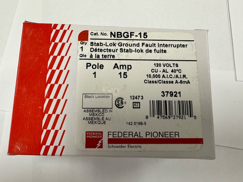 Federal Pioneer breaker New NBGF-15 Bolt on circuit breaker new in open ...