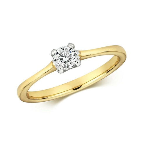 Real Diamond Solitaire Ring 9ct Yellow Gold 0.35 Carat of Diamonds | eBay