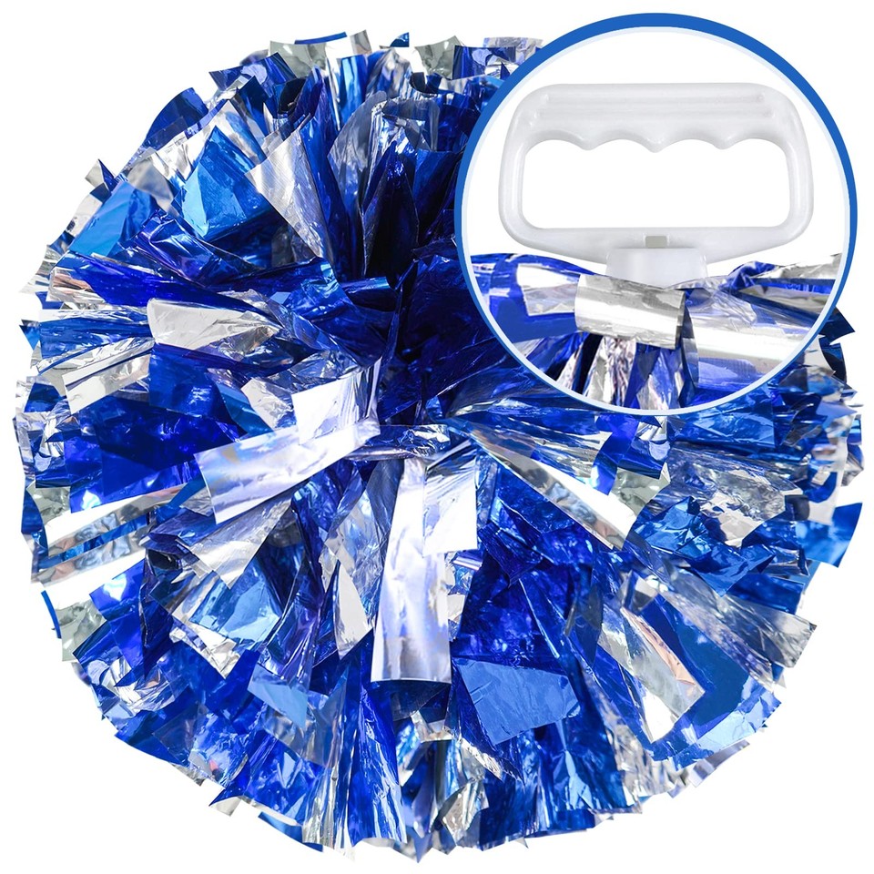 4 Pack Cheer Pom Poms for Cheerleading, Dance, Party - Blue/Silver | eBay