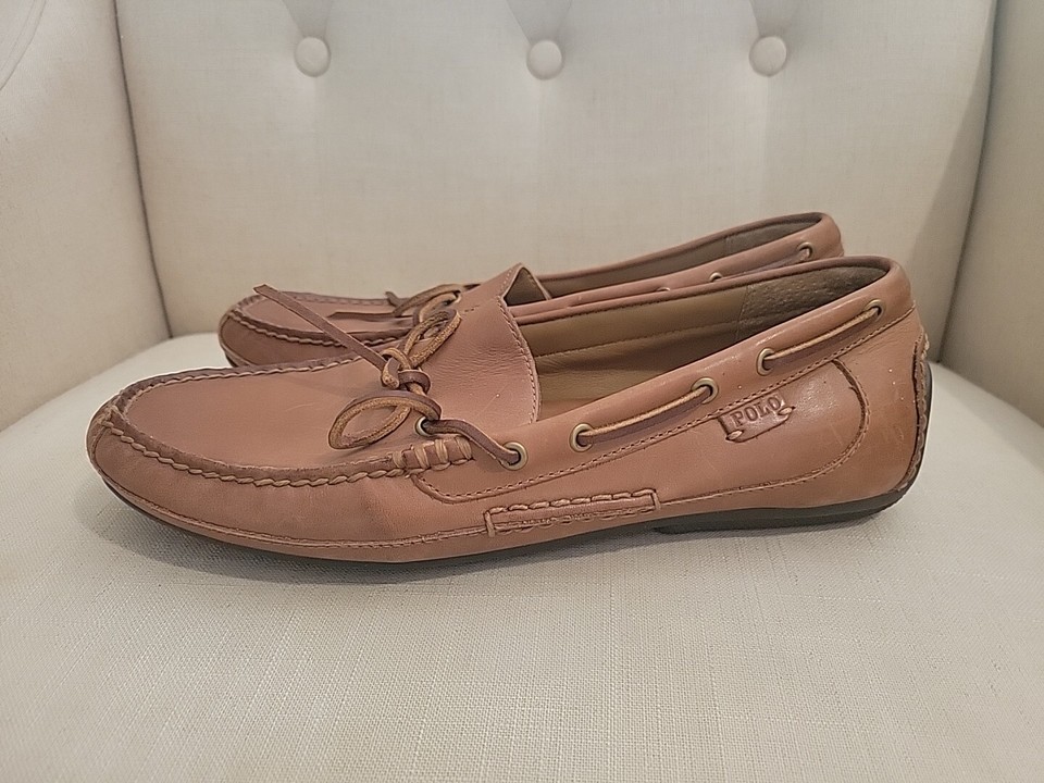 Polo Ralph Lauren Roberts Tan Brown Leather Driver Loafers Shoes - 10D ...