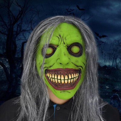 Horror Scary Exorcist Face Mask Demon Smile w/Wigs for Halloween ...