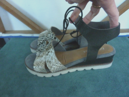 DIBA TRUE"LEFT BLANK" LEATHER WEDGE ANKLE TIE SANDALS WMNS SZ. 7.5M ...