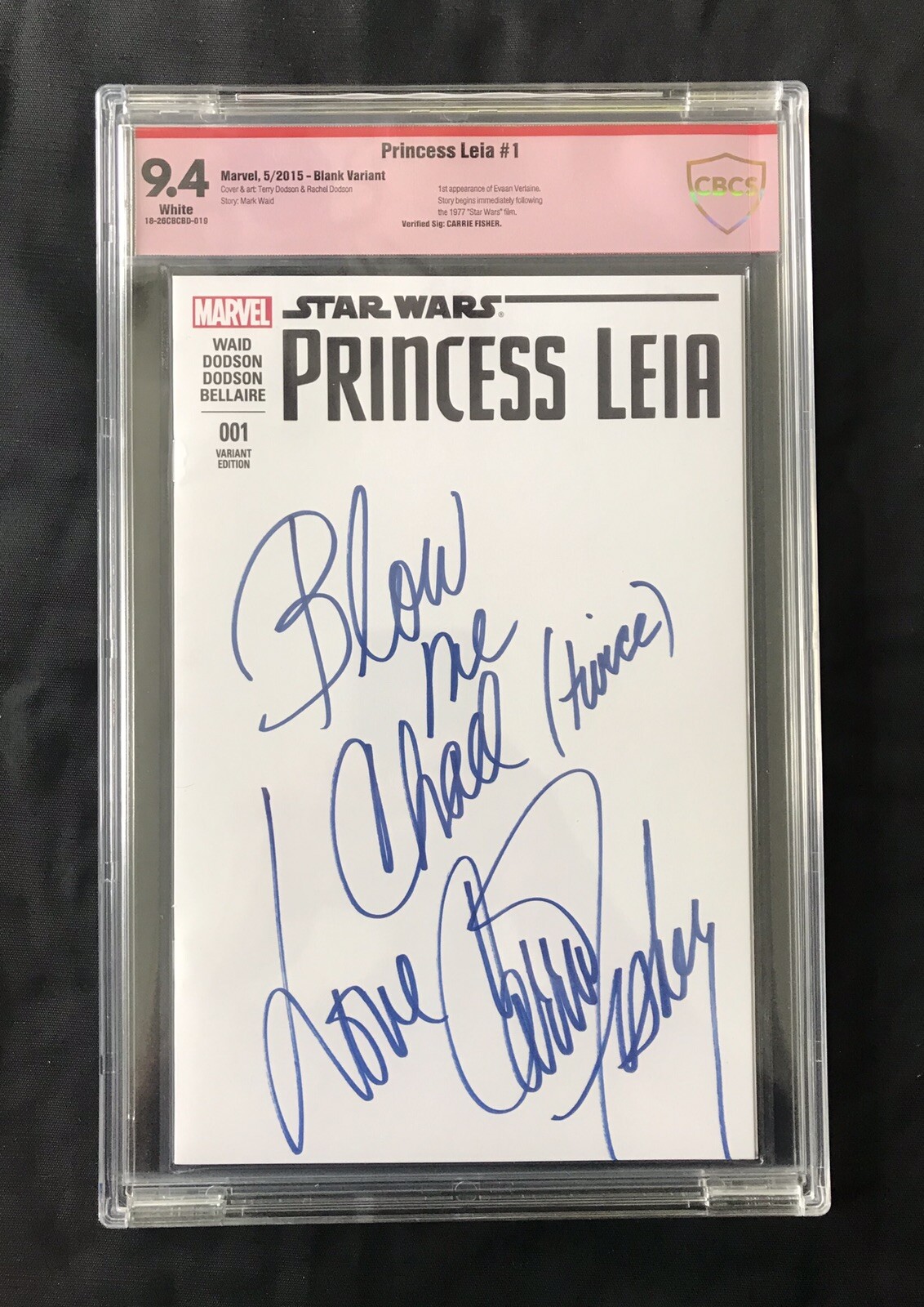 Star Wars: Princess Leia #1 CBCS 9.4 (2015) Signed Carrie Fisher w/Racy ...