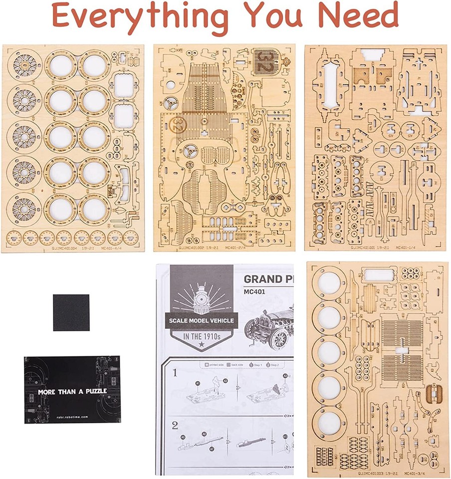 ROKR 3D Wooden Puzzle DIY Mechanical Car Model Building Kits Kid Toys ...