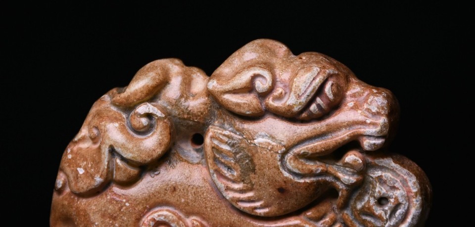 5CM China Hongshan Culture Old Jade Carved Kylin Kilin Qilin Amulet ...