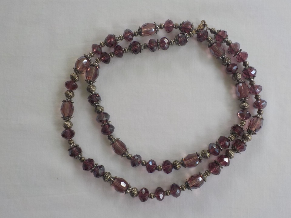 Necklace Jewelry Purple Glass Bead Lot 4 Used Wearable Heart (Chipped ...