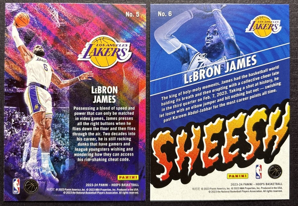 LEBRON JAMES 2023-24 NBA Hoops JAM-TASTIC Holo #5 AND Sheesh #6 (Rare ...