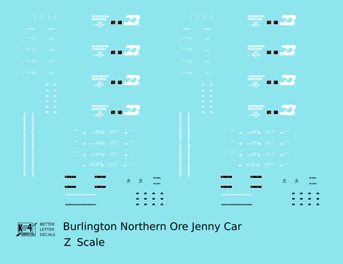 K4 Z Scale Decals Burlington Northern Ore Jenny Car White | eBay