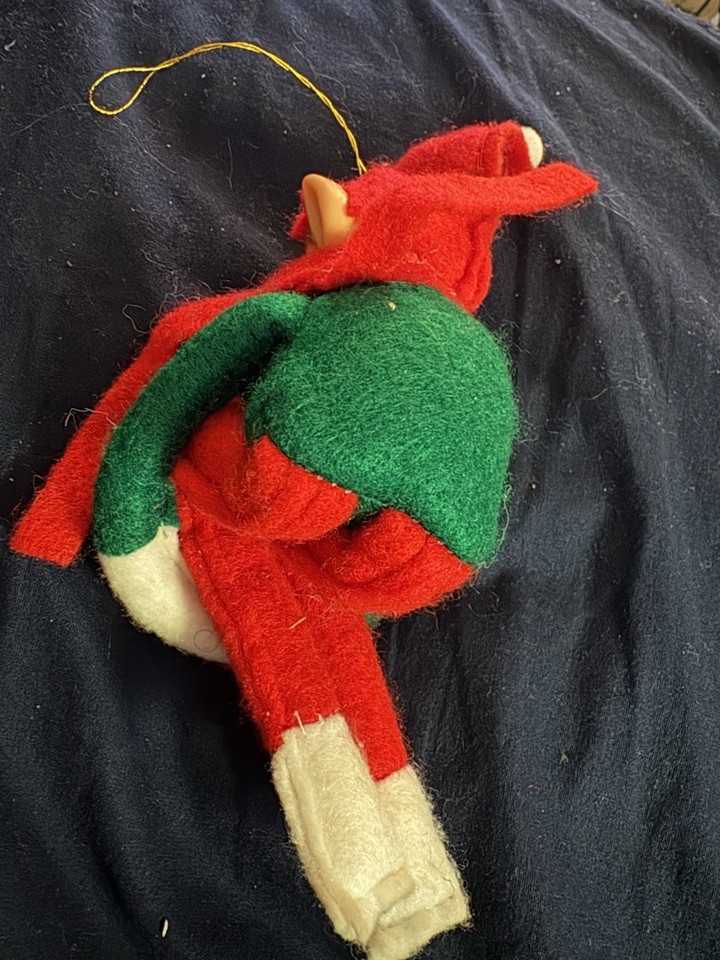 Vintage Knee Hugger Elf Christmas Ornament | eBay UK