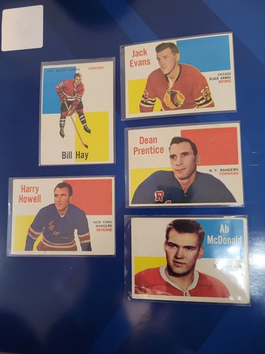 1960 Topps Hockey Lot X5 Includes Bill Hay RC Jack Evans Harry Howell ...