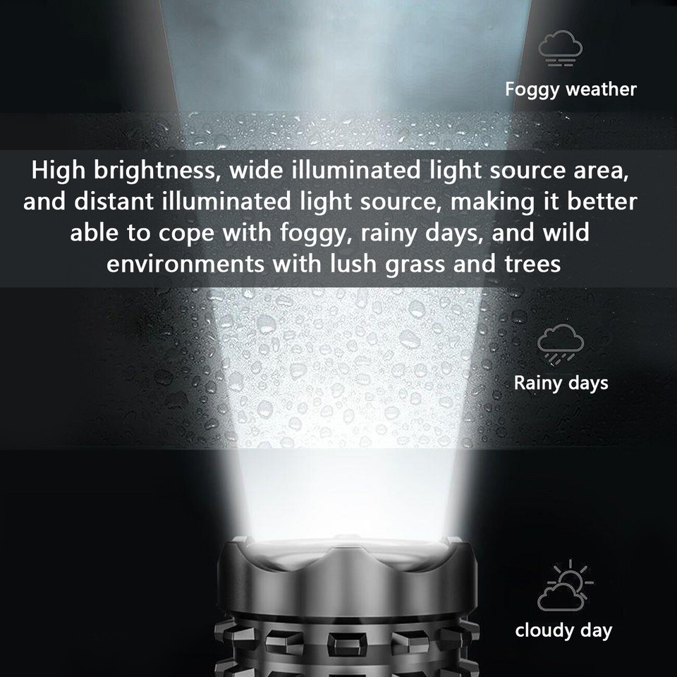 High Power 5500000LM Rechargeable Security Stick Flashlight Zoom Torch ...