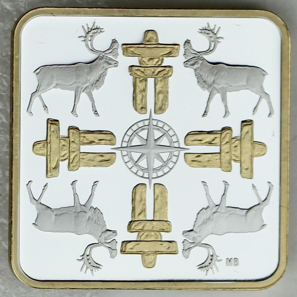 2018 $3 Canadian Coasts: True North Gold-Plated Pure Silver Square ...