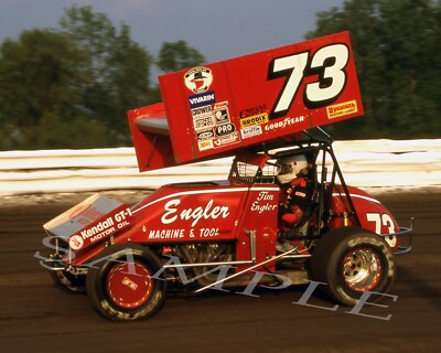 TIM ENGLER #73 ENGLER MACHINE & TOOL SPRINT CAR 8X10 GLOSSY PHOTO #WE4 ...