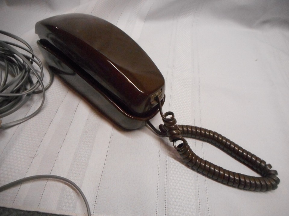 Vintage ITT Telephone Trendline Trimline Rotary Dial Phone BROWN WORKS ...