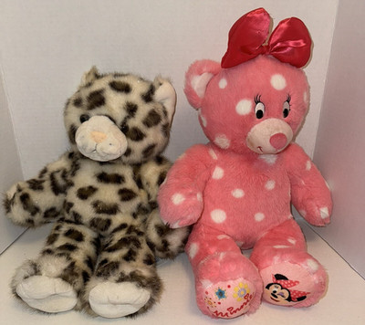Build A Bear Workshop Minnie Mouse Bear & Shiny Snow Leopard Lot BABW ...