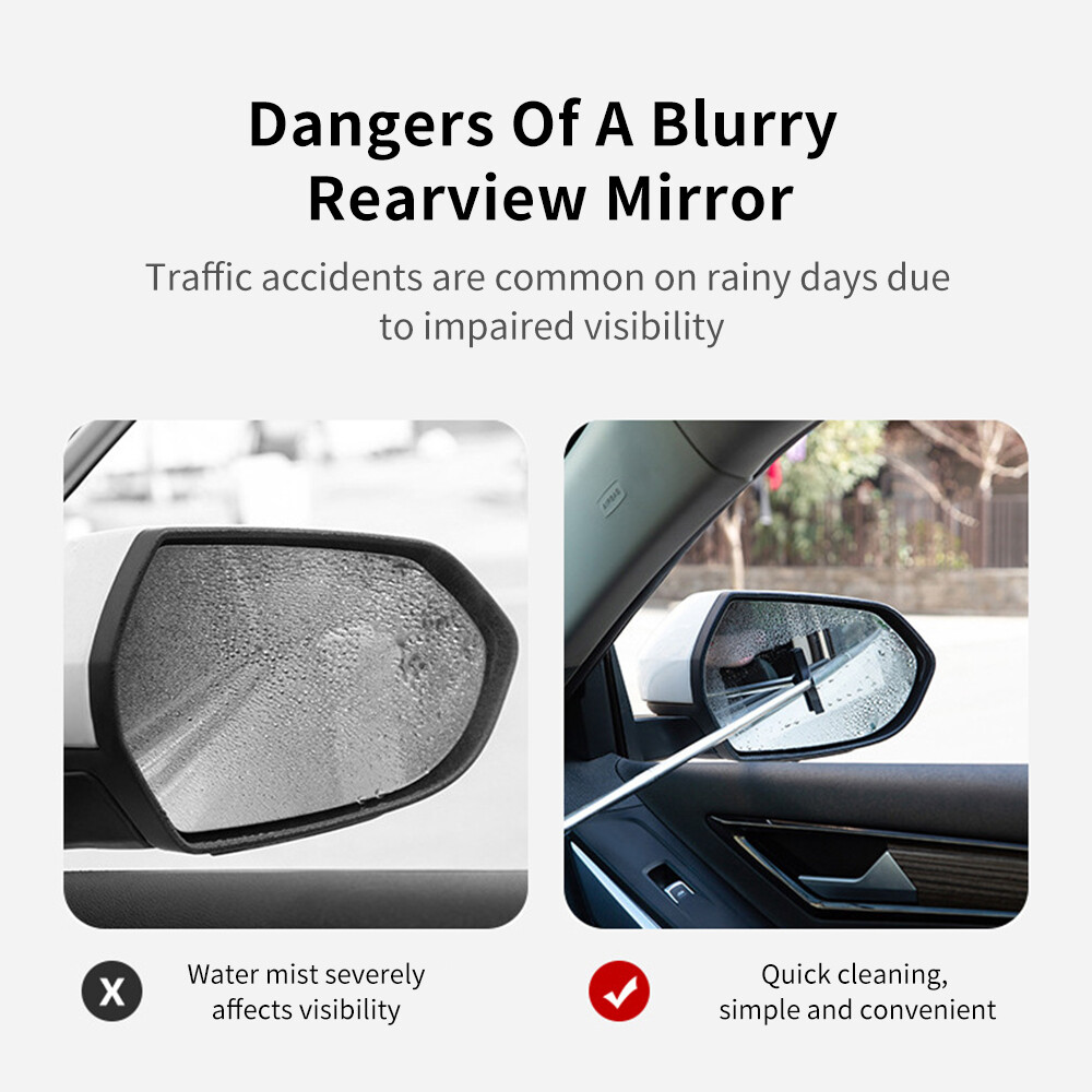 Car Rearview Mirror Wiper, Telescopic Auto Mirror Squeegee Portable ...