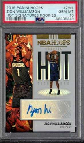 zwl hot signatures AUTO ZION WILLIAMSON rc 2019 20 PANINI HOOPS PSA 10 ...