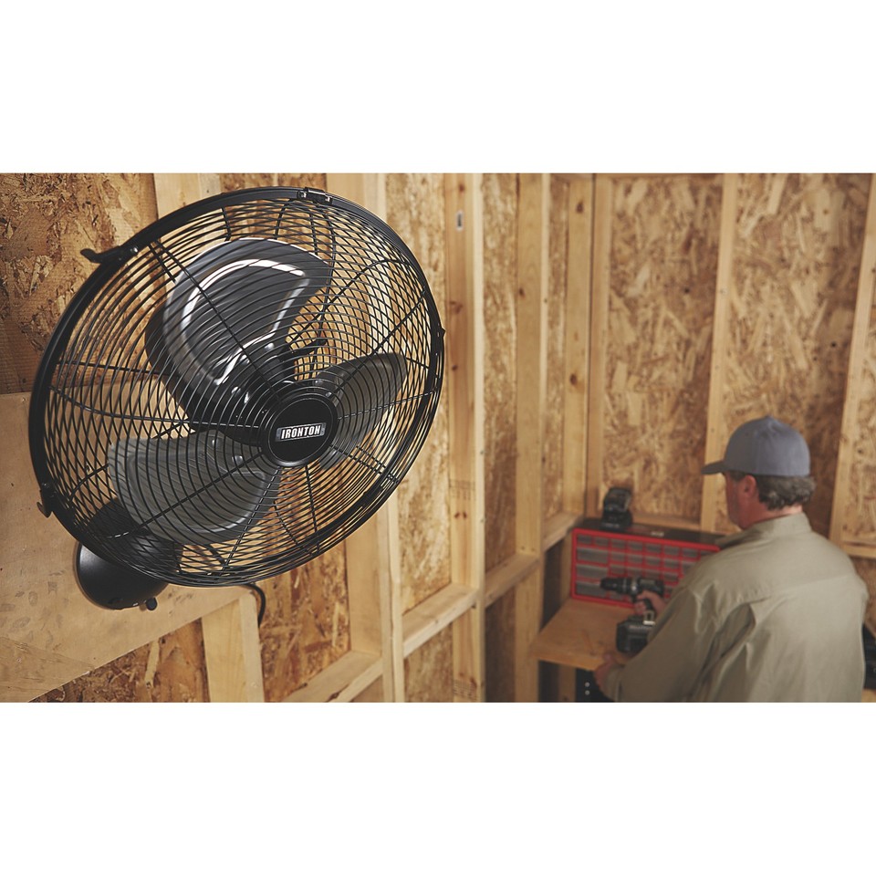 Ironton Oscillating Wall-Mount Garage Fan, 14in., 2200 CFM 840321717269 ...