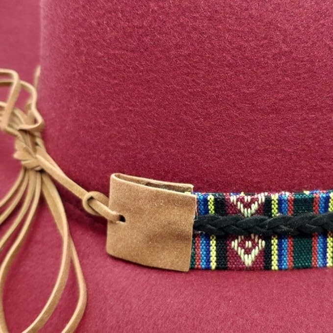 Maroon Western Cowboy, Cowgirl Hat, Multicolor Bull Strap, Men Women ...