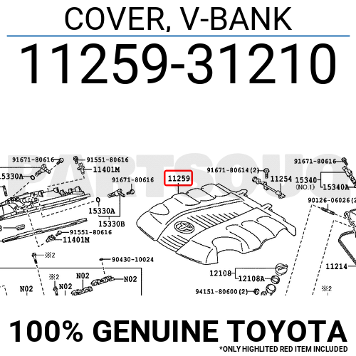 1125931210 Genuine Toyota COVER, V-BANK 11259-31210 | eBay