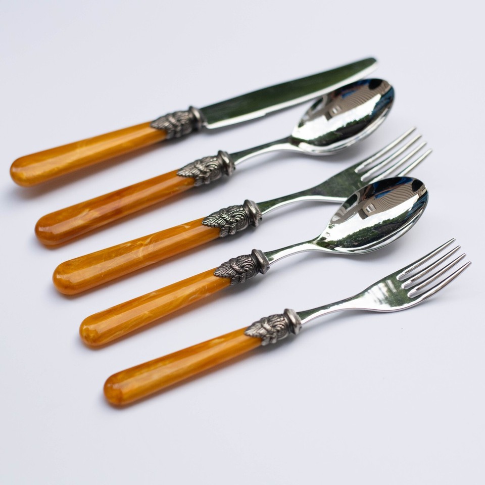 EME Inox Napoleon Carmel Pearl 18/10 Flatware Set 20 Pc Italy Stainless ...