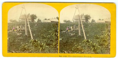 B4270~ Unusual Hand Tinted Kilburn Stereoview - Old Oaken Bucket | eBay