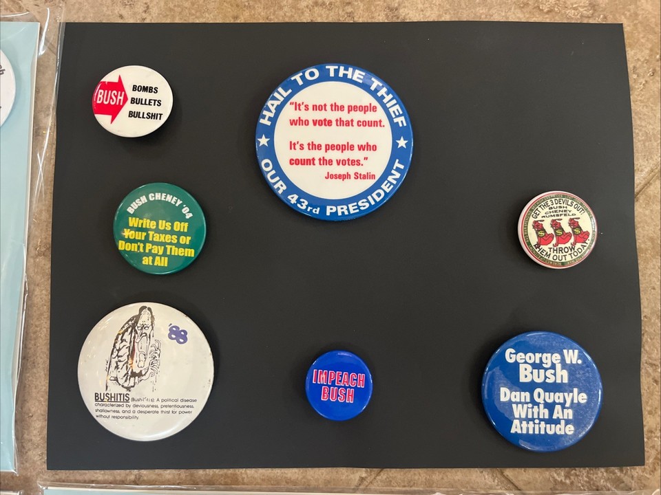 (45) Anti- George W Bush / Dick Cheney Presidential Campaign Button Lot ...