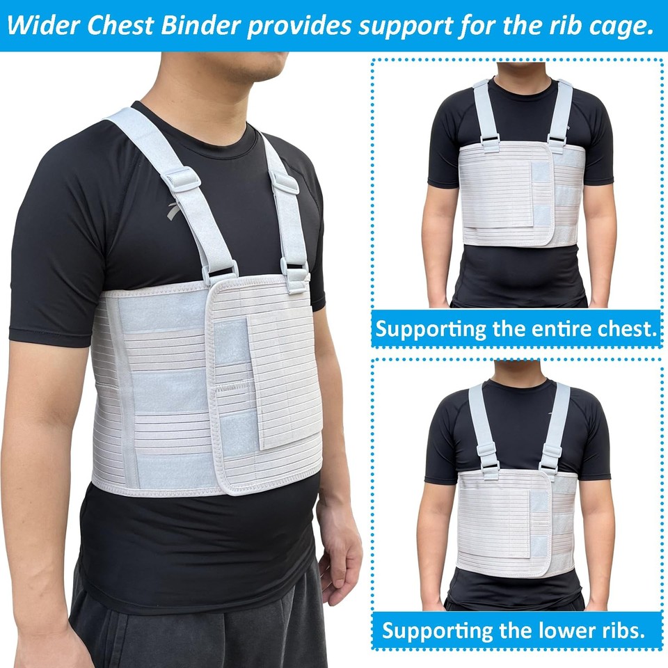 Rib Injury Chest Binder Brace for Cracked Ribs - Elastic Rib Support Belt for... | eBay
