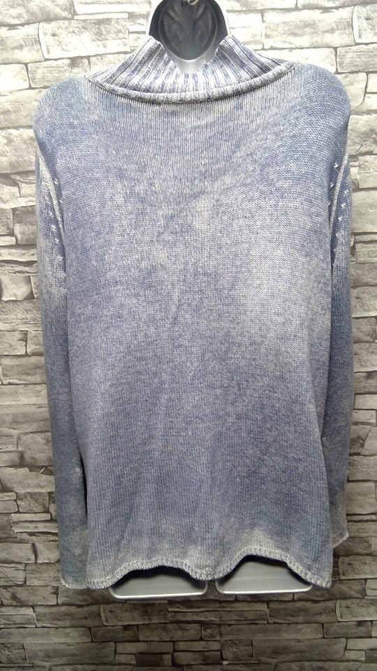 WOMEN'S MONARI Light Blue Knit Cowl Neck Sweater Distressed Look Size ...