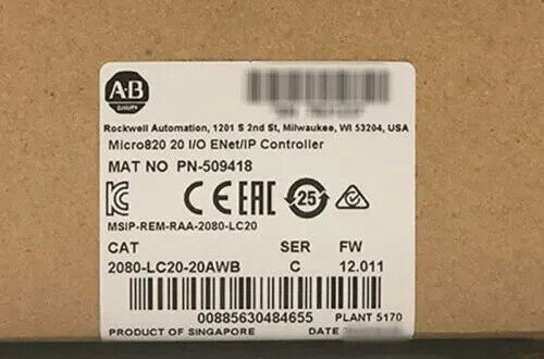 New Factory Sealed AB 2080-LC20-20AWB / C Micro820 20 I/O ENet/IP ...