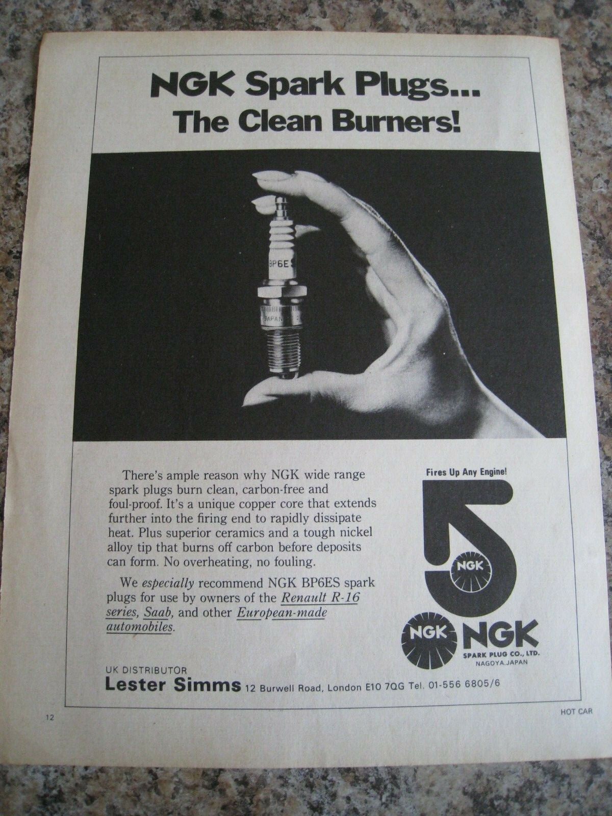 NGK SPARK PLUGS NAGOYA JAPAN CLEAN BURN 1973 POSTER ADVERT APPROX A4 ...