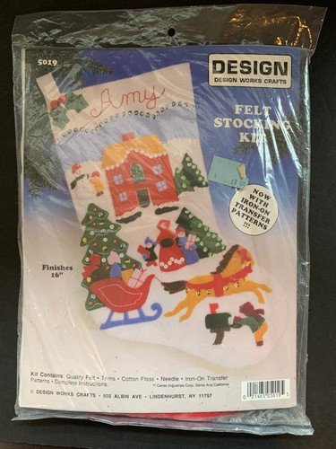 Design Works Crafts 16” Felt Christmas Stocking Kit Snow Sleigh Ride ...