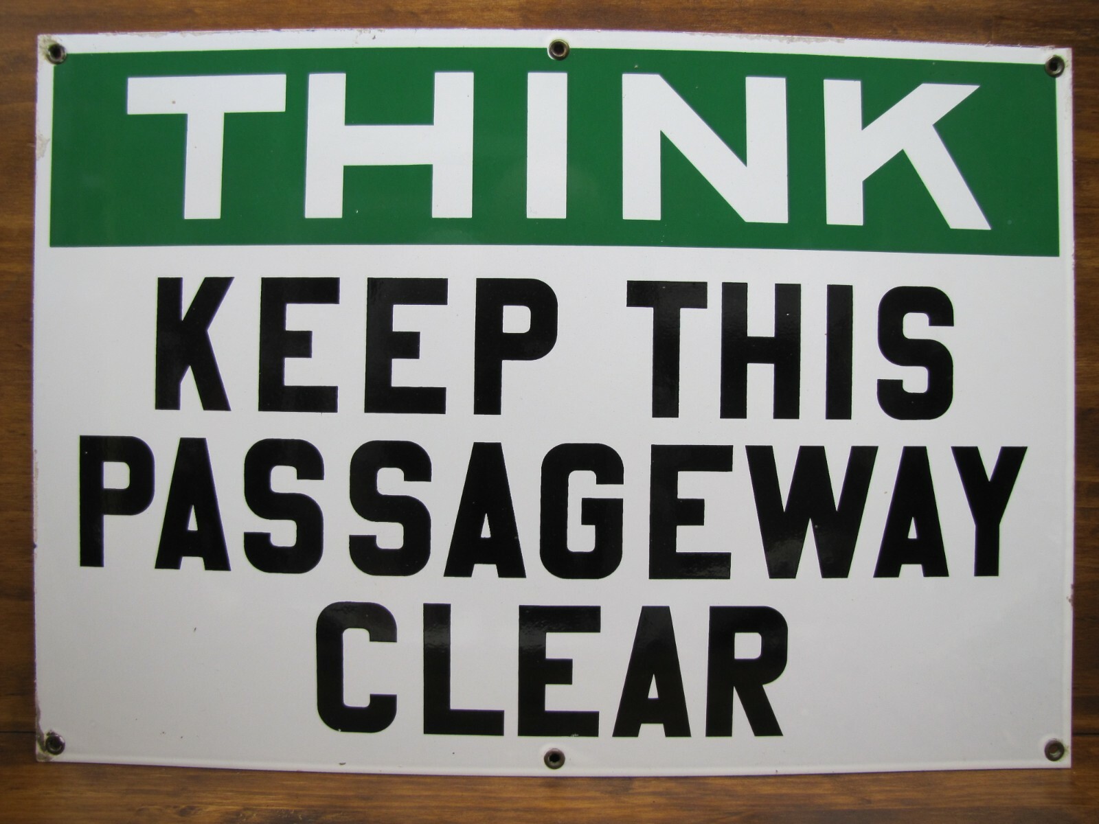 THINK KEEP THIS PASSAGEWAY CLEAR Old Porcelain Industrial Shop RR Ad ...