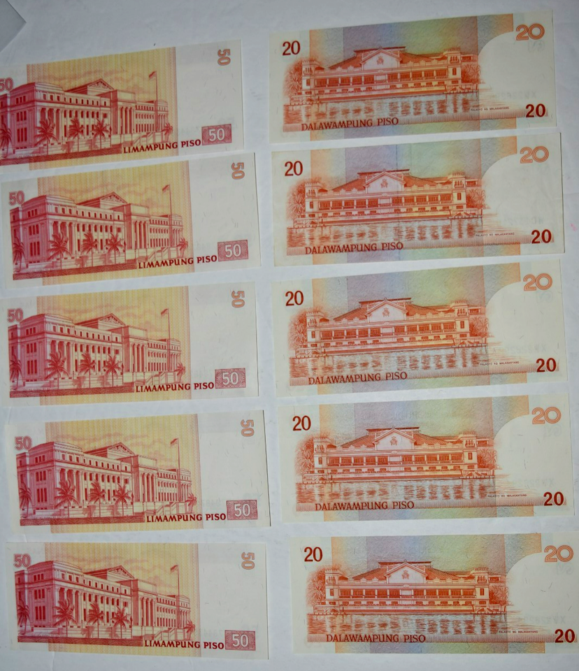 VTG REPUBLIC PHILIPPINES (50 + 20) "LIMAMPUNG PISO," AU Banknotes circa ...