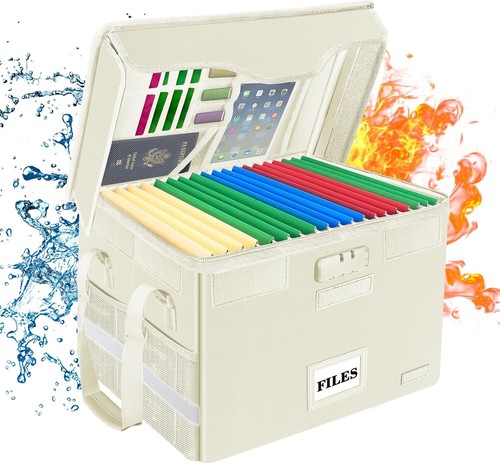 File Box Fireproof Document Box with Lock,File Storage Organizer Box ...