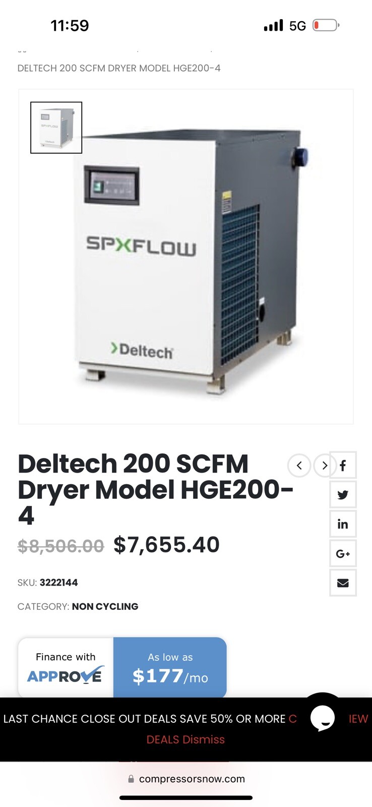 Hankison SPX-FLOW Deltech 200 SCFM Dryer Model HGE200-4 | eBay