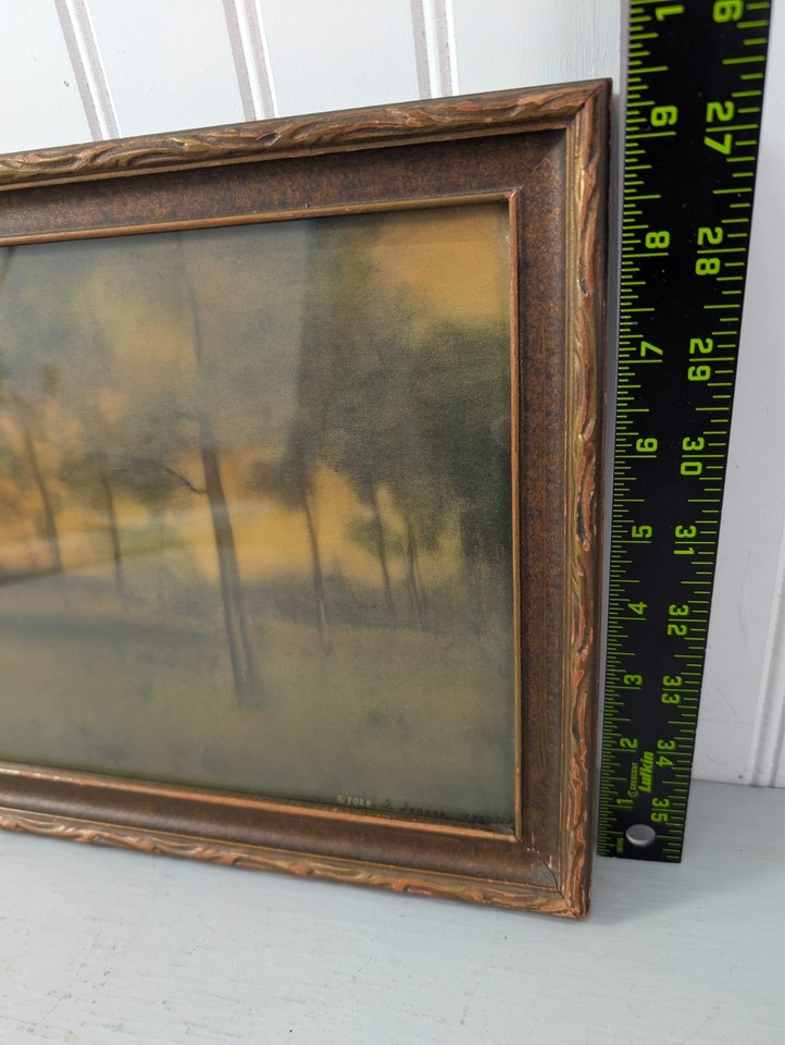 George Inness Home of the Heron Lithograph Framed 1893 17"x9" #7024 ...