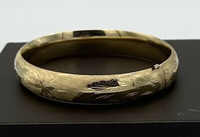 Vintage 14k YG Hand Engraved 10mm Wide Bangle Bracelet | eBay