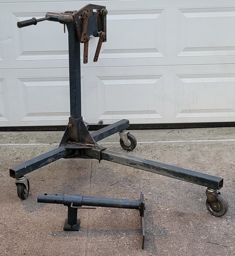 *PV) Vintage 3-Wheel Steel Rotating Engine Motor Stand with Rotating ...