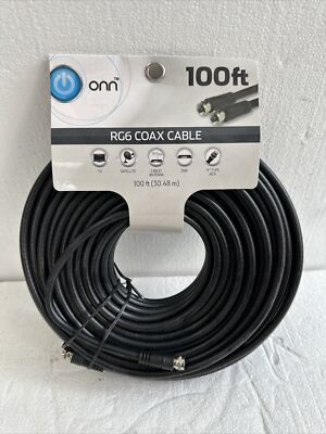 100' RG6 Coax Cable Coaxial Black for Cable, Satellite, OTA Antenna ...