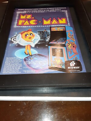 Ms. Pac-Man Midway Arcade Rare Original Debut Promo Poster Ad Framed ...
