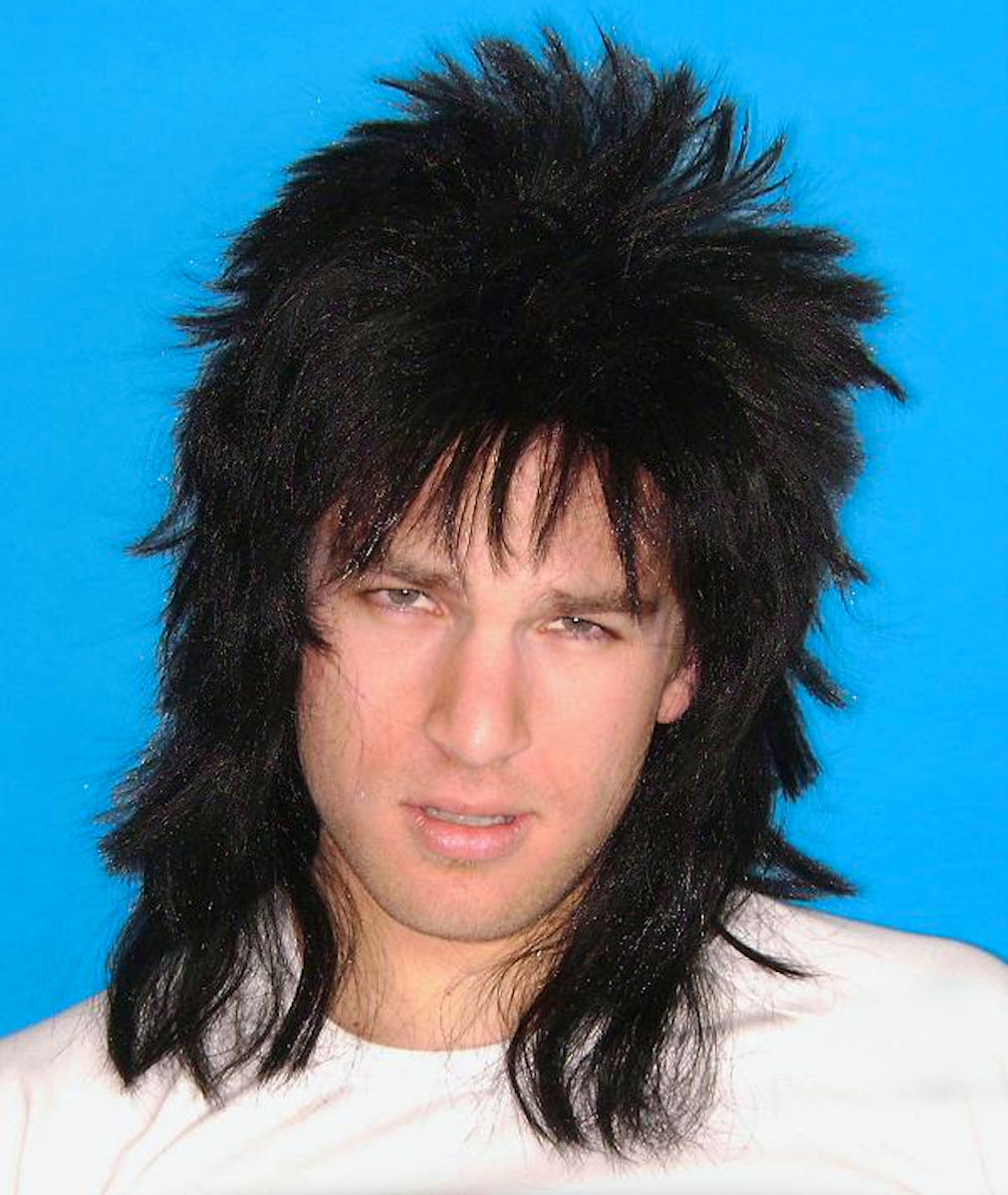 80's Spiky Poita Black Mullet Rock Star WIG Men's Costume Wig ...