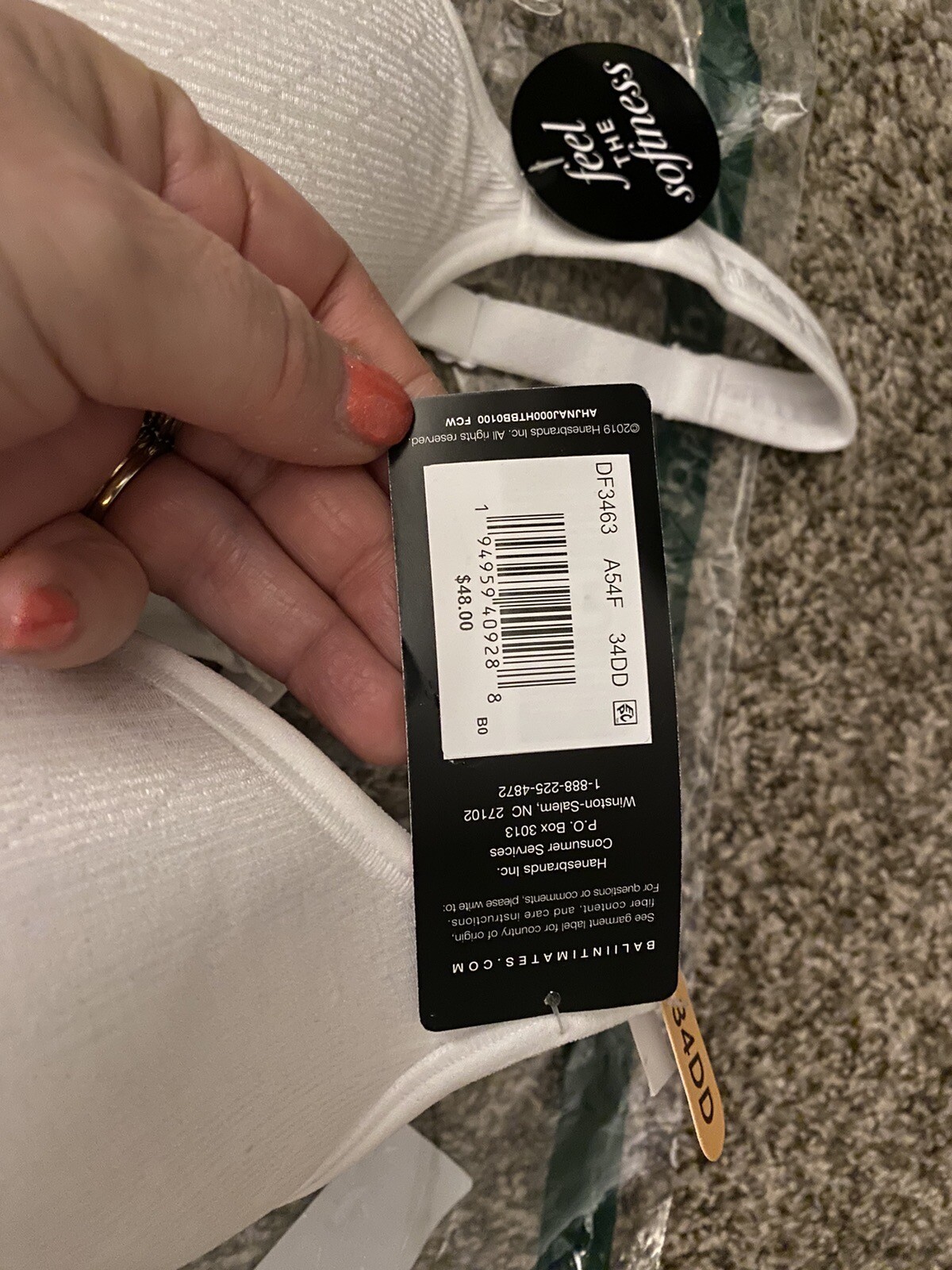 Bali Comfort Revolution Wire Bra 3463 White Dot Size 42b for sale ...