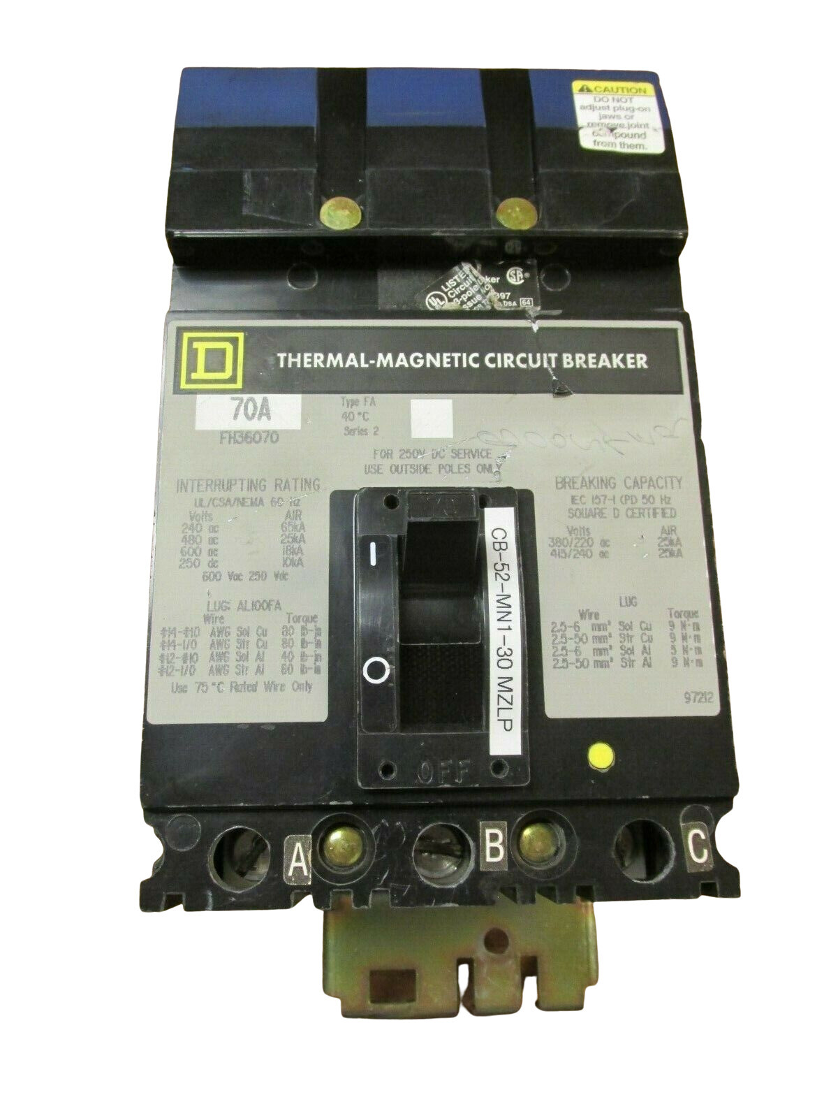 Schneider Electric FH36070 70A Molded Case Breaker for sale online | eBay